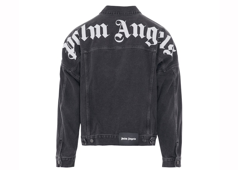 Palm Angels Logo Over Denim Jacket Black/White Men's - SS23 - US