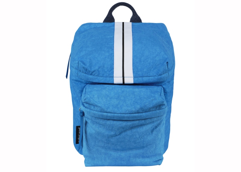 Palm Angels Logo Striped Backpack Blue Men's - US