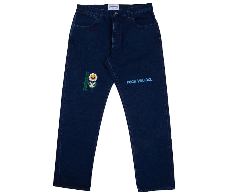 Pas de Mer Fuck You All Pants Dark Blue Men's - FW22 - US