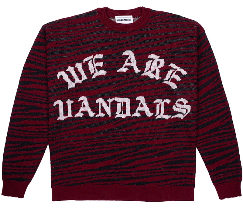 Pas de Mer WAV Knit Sweater Black Burgundy Men's - FW22 - US