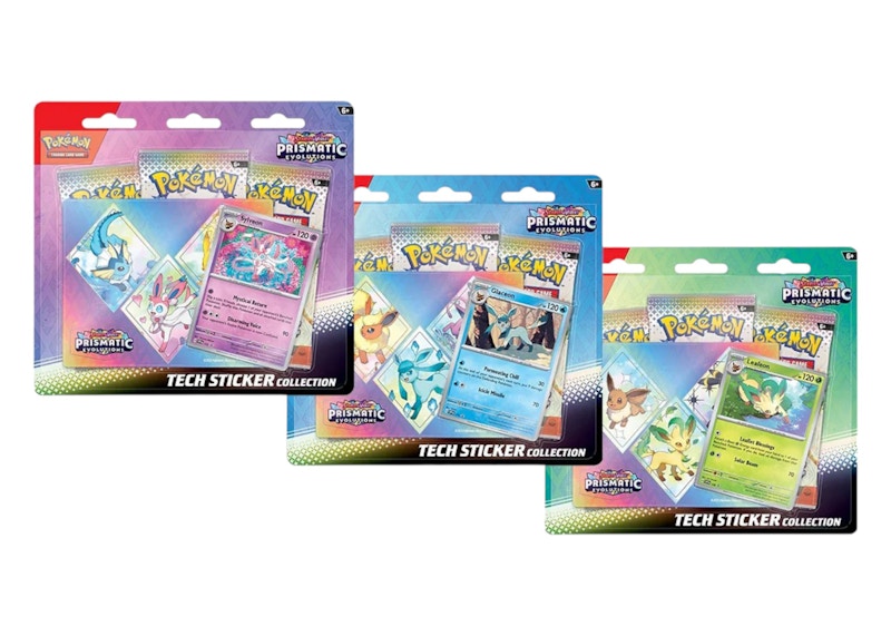 Pokémon Scarlet & Violet Prismatic Evolutions 3 Pack Tech Sticker ...
