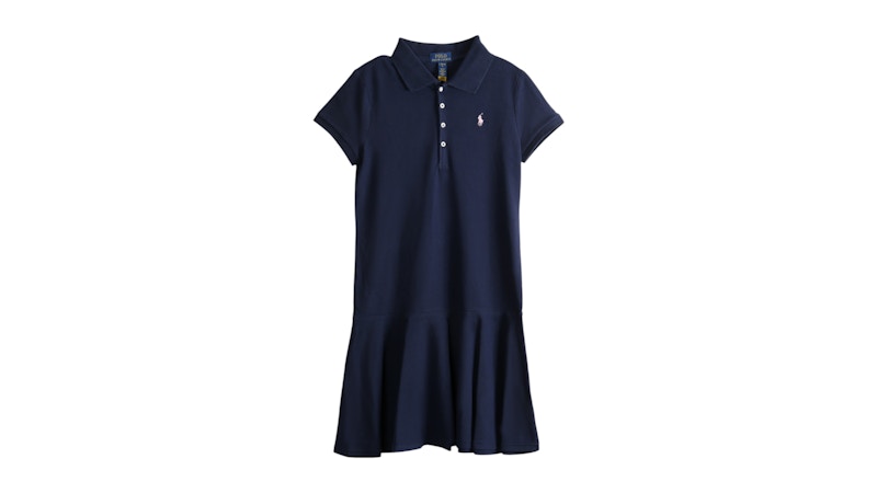 Polo Ralph Lauren Girls Stretch Cotton Mesh Polo Dress Refined Navy ...