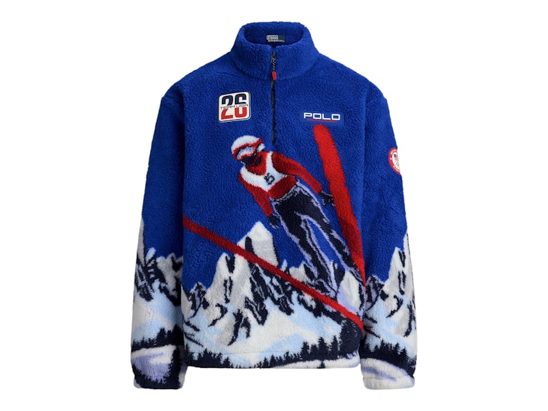 Polo Ralph Lauren Olympics Team USA 2026 Pile Fleece Pullover Sapphire ...
