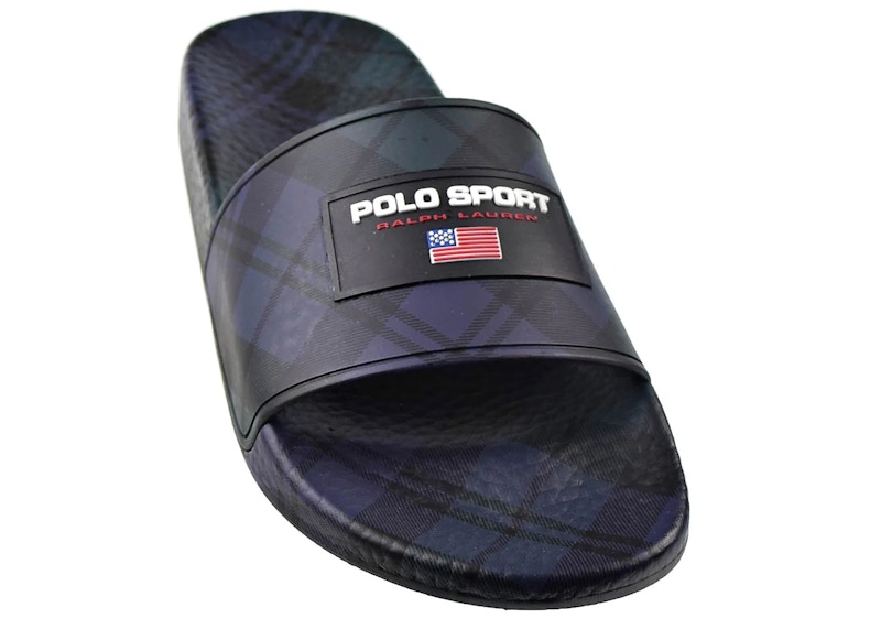 Polo Ralph Lauren Polo Sport Slide Plaid Black Navy Men's - 809841217 ...