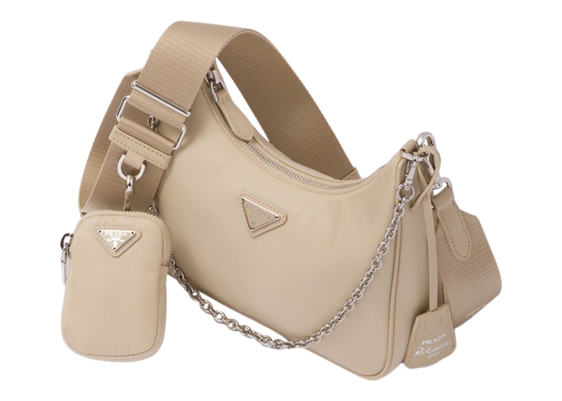Prada 2005 Shoulder Bag Desert Beige in Re-Nylon with Silver-tone - US