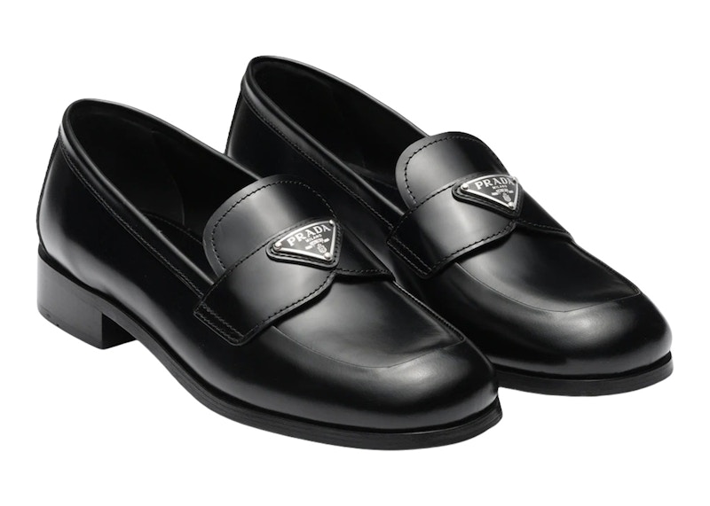 Prada 25mm Penny Loafer Black Brushed Leather - 1D902M_055_F0002_F_025 - US