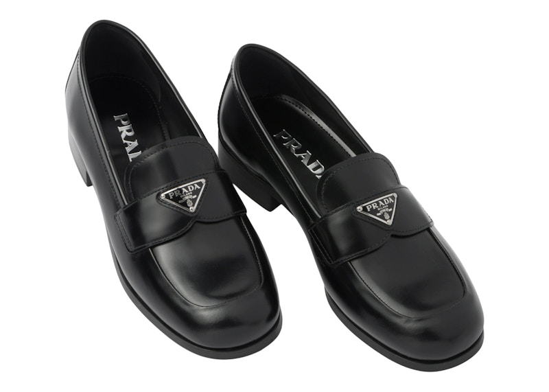Prada 25mm Penny Loafer Black Brushed Leather - 1D902M_055_F0002_F_025 - US