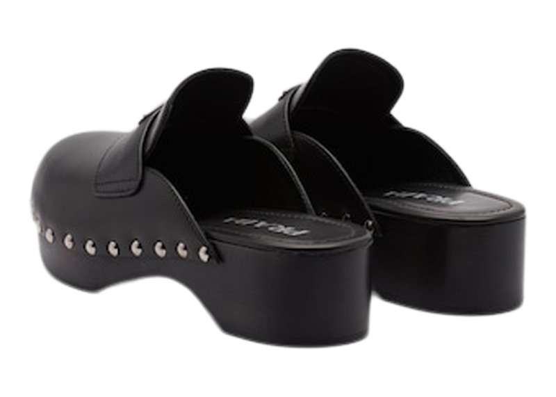 Prada 45mm Studded Clogs Black Leather - 1Z794M_248_F0002_F_045 - US