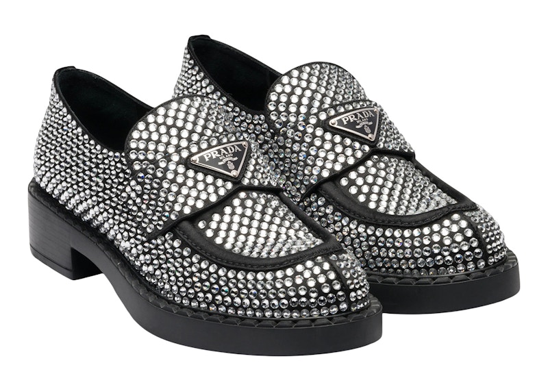 Prada 50mm Crystal Loafer Black Satin - 1D752M_2AWL_F0T7O_F_B050 - US