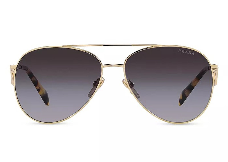 Prada Aviator Sunglasses Gold/Gray Gradient (SPR73Z ZVN-5D1) in Metal ...