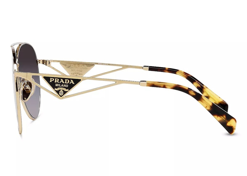 Prada Aviator Sunglasses Gold/Gray Gradient (SPR73Z ZVN-5D1) in Metal ...