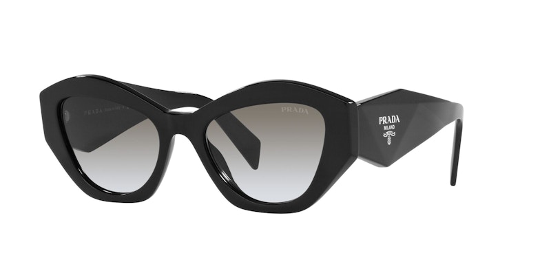 Prada Beveled Logo Oval Sunglasses Black/Silver (SPR20Z 1AB-5S0) in ...