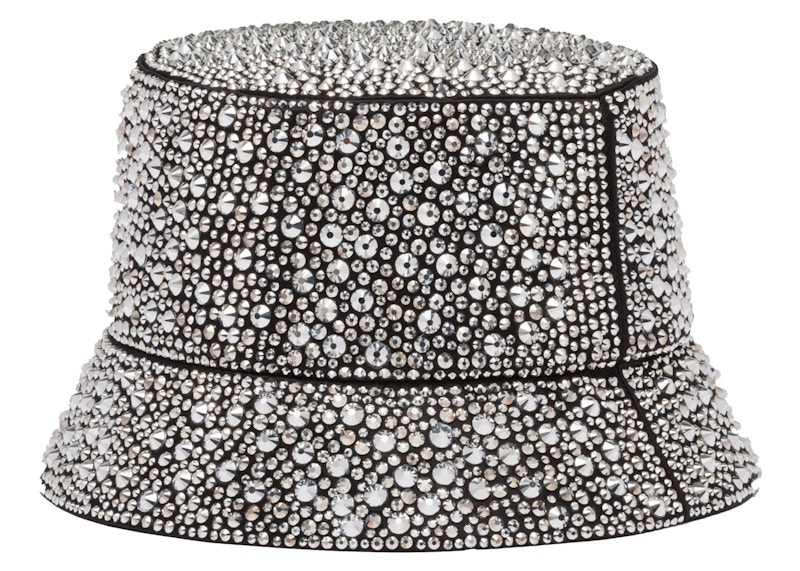 Prada Bucket Hat With Crystals Metal in Leather/Synthetic Crystals with ...