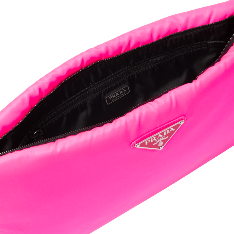 Prada Clutch Padded Nylon Large Pink in Nylon with Silver-tone