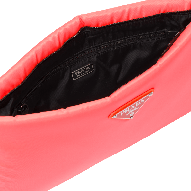 Prada Clutch Padded Nylon Medium Orange in Nylon with Silver-tone - US