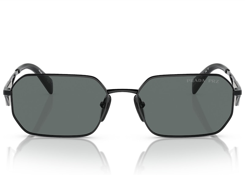 Prada Geometric Sunglasses Black/Black Grey (SPRA51 1AB-5Z1) in Metal ...