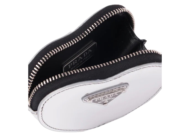 Prada Heart Mini Pouch Silver in Leather with Silver-tone - US