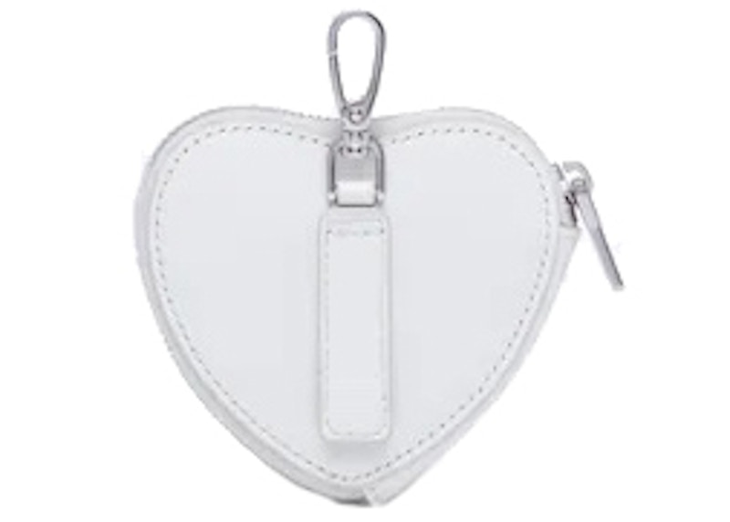 Prada Heart Mini Pouch White in Leather with Silver-tone - US