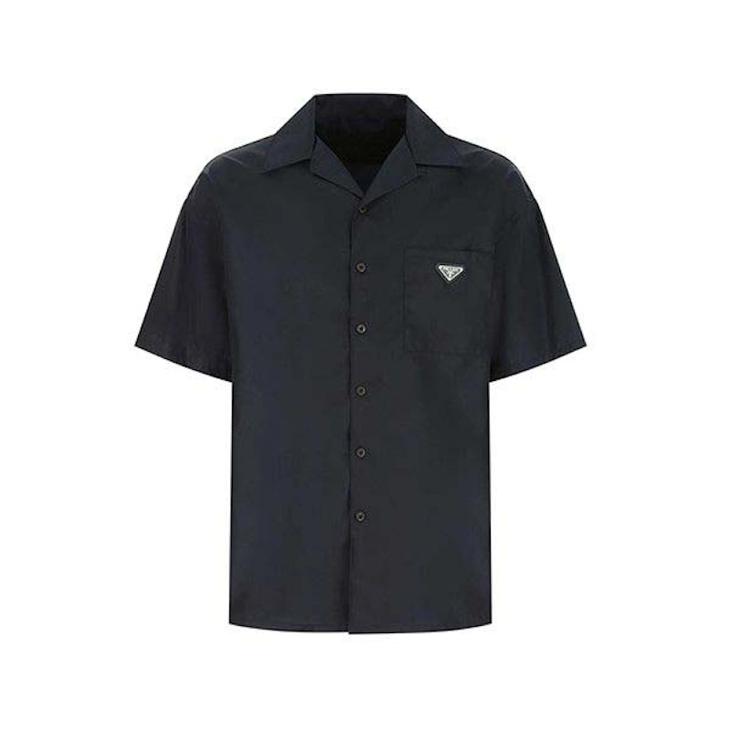 Prada Logo Plaque Buttoned-Up Shirt Blue Men's - PFW23 - US