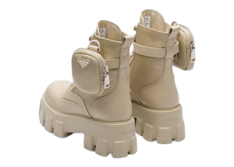 Prada Monolith 55mm Pouch Ankle Boots Desert Beige Leather - 1T255M ...