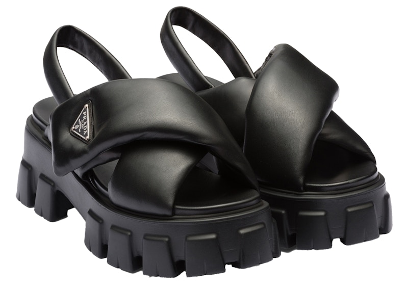 Prada Monolith Padded 55mm Sandals Black Nappa Leather - 1X123N_2DL8 ...