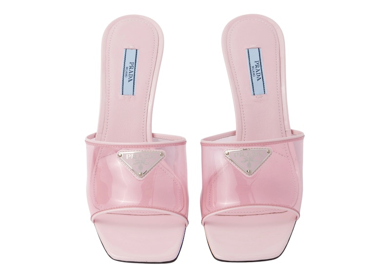 Prada Plexiglas 65mm Mule Sandals Alabaster Pink Patent Leather ...
