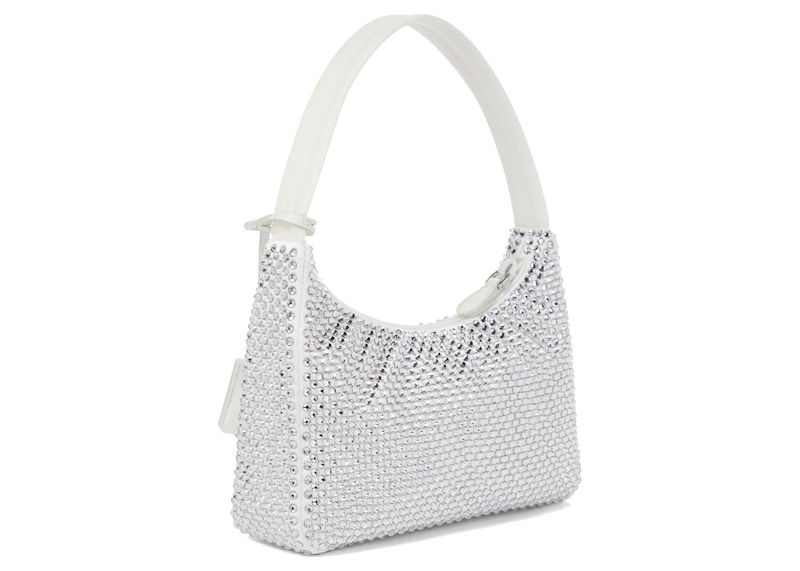 Prada Re-Edition 2000 Crystal Mini Bag White in SATIN/SYNTHETIC ...