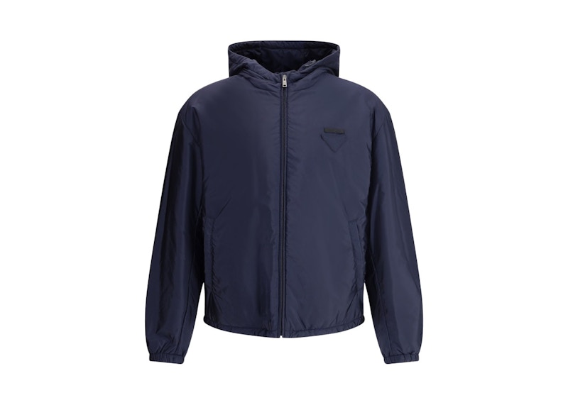 Prada Re-Nylon Hooded Zipped Jacket Navy Men's - US