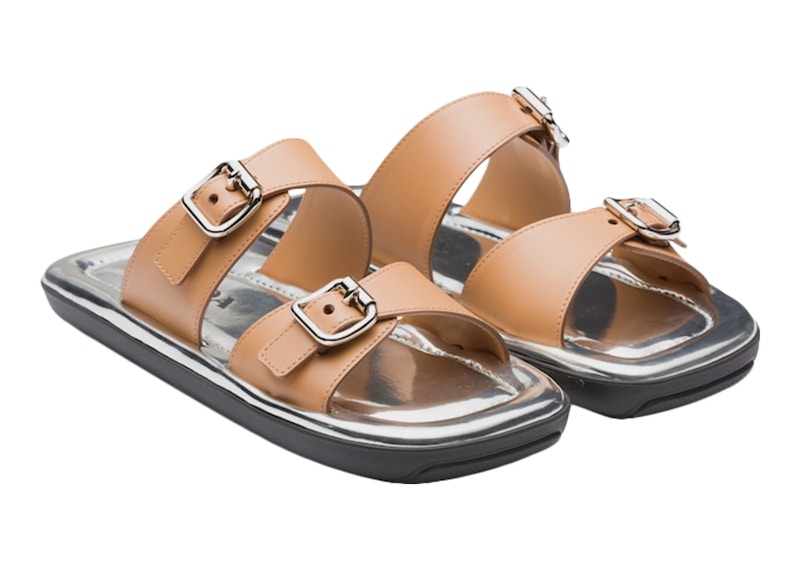 Prada Rectangle Sandals Beige Leather - 1XX628_248_F0P9G_F_020 - US