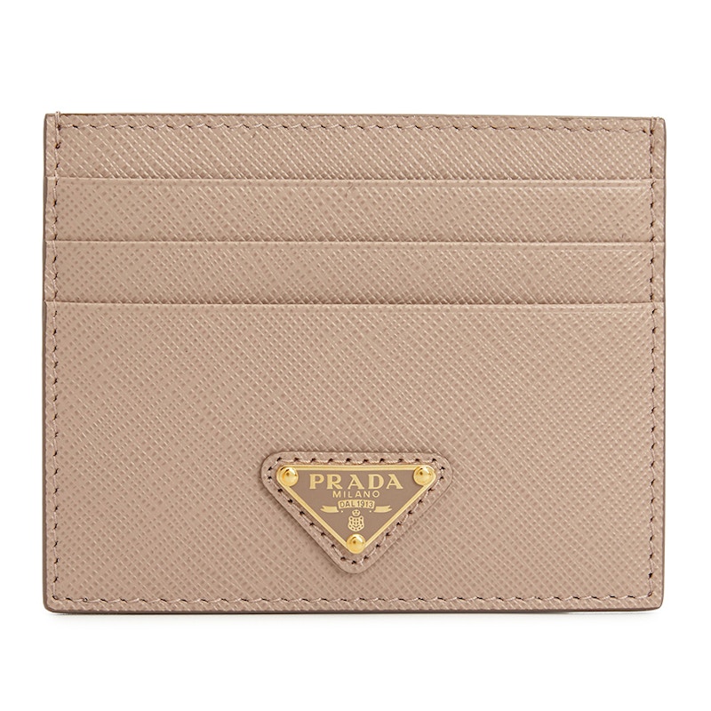 Prada Saffiano Card Holder Pink Beige in Leather - US