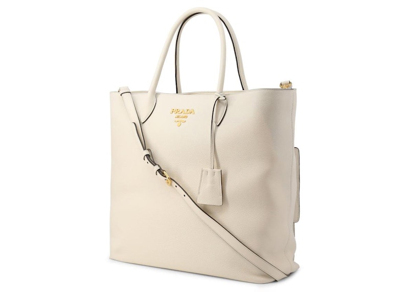 Prada Shoulder Bag Bianco Beige in Leather with Gold-tone - US