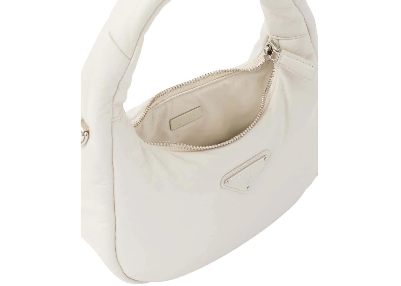 Prada Soft Padded Nappa Leather Mini Bag White In Leather With Silver