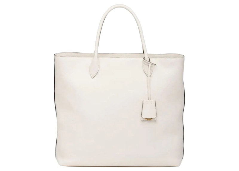 Prada Square Shopping Bag Large White/Beige in Calfskin Leather with ...
