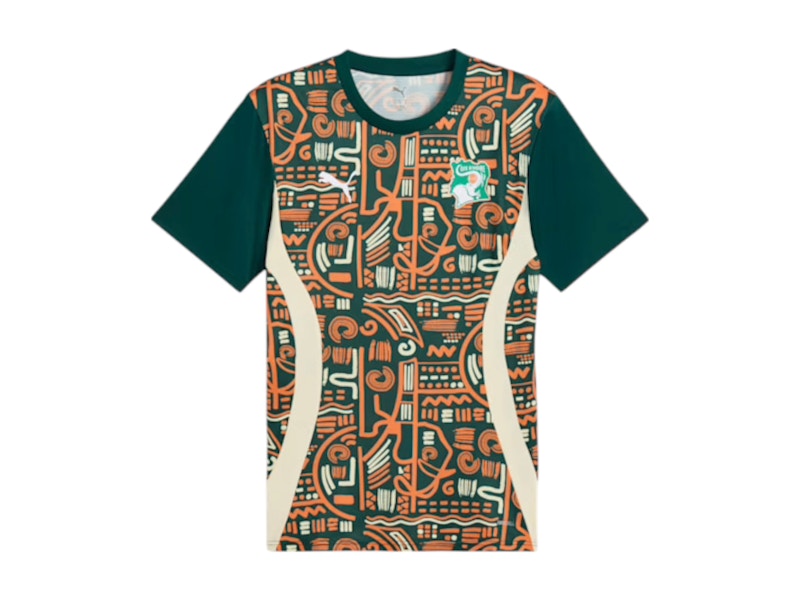 Puma Ivory Coast 2025 Pre-Match Jersey Jersey Dark Myrtle/Rickie Orange ...