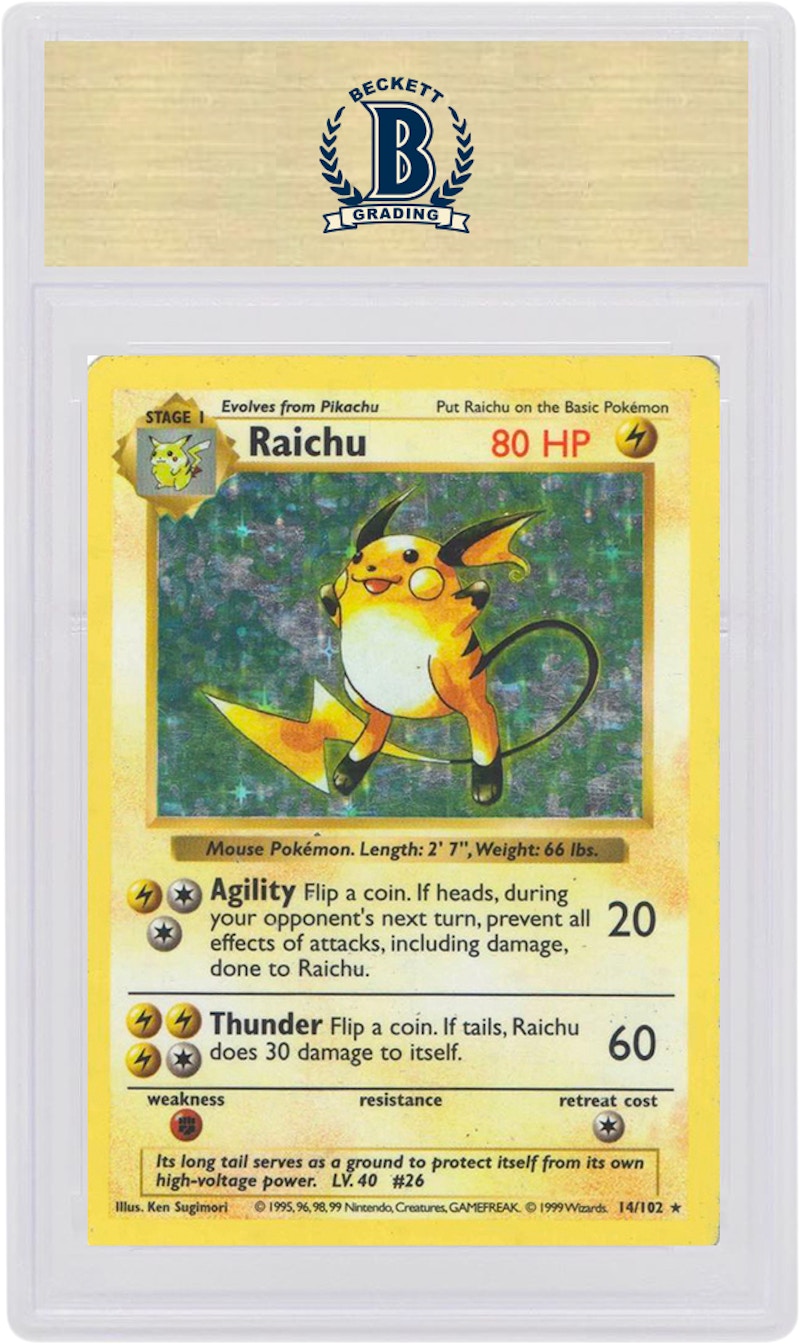 Raichu-Holo 1999 Pokemon TCG Base Set Shadowless #14/102 (PSA or BGS ...