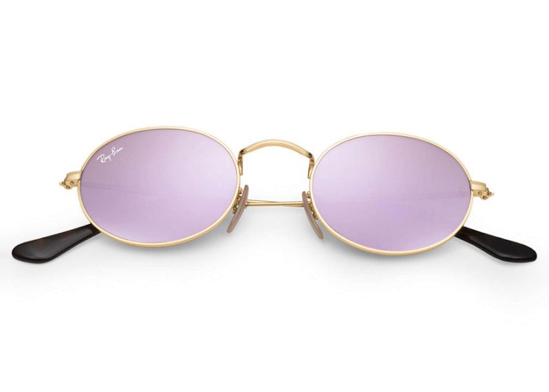 Ray-Ban Oval Flat Sunglasses Polished Gold/Lilac (RB3547N) Men's - US