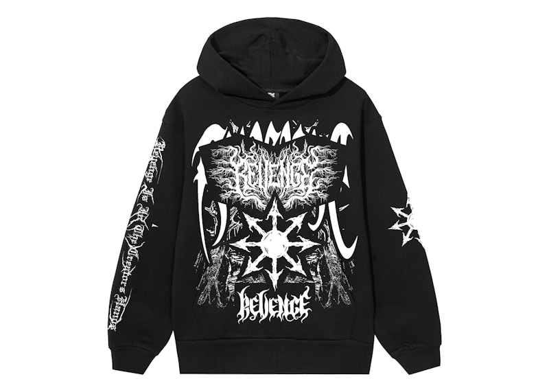 Revenge Patched Logos Hoodie Black/White Men's - FW24 - US