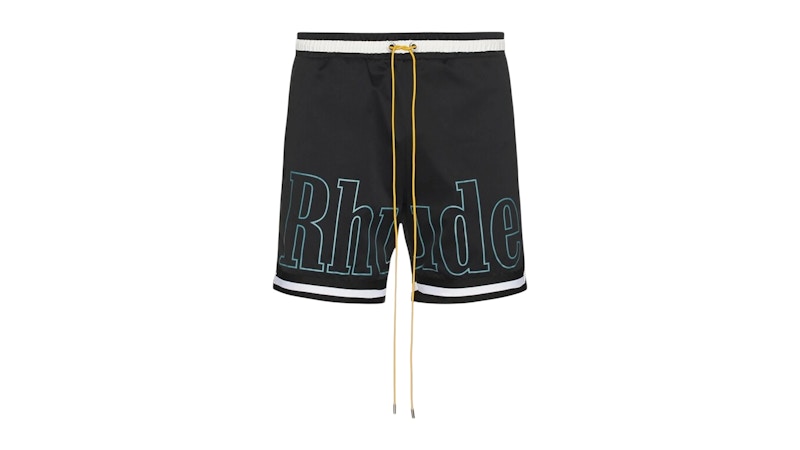 Rhude Logo Basketball Swim Shorts Black/White Men's - SS25 - US