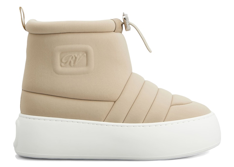 Roger Vivier Viv' Winter Puffy Ankle Boots Beige Crystal Buckle (Women ...