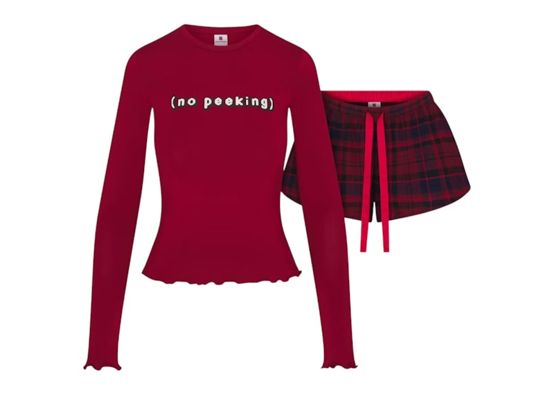 SKIMS x Cactus Plant Flea Market Women's Sleep Flannel Short Set Brick ...