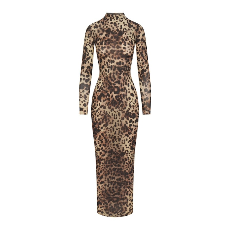 SKIMS x Dolce&Gabbana Milky Sheer Mock Neck Long Dress Leopard - FW24 - US