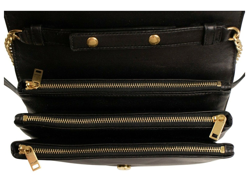 Saint Laurent Angie Chain Diamond Quilted Lambskin Black in Lambskin ...