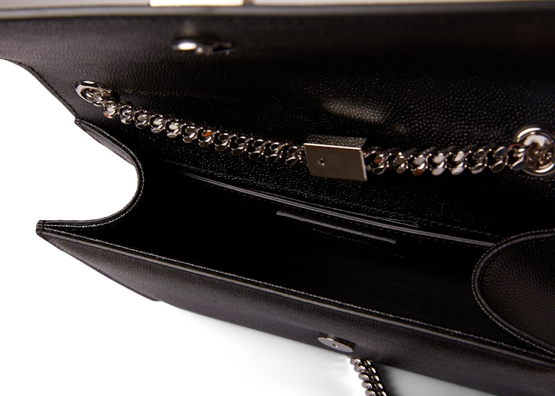 Saint Laurent Chain Kate Textured Leather Interlocking Metal YSL ...