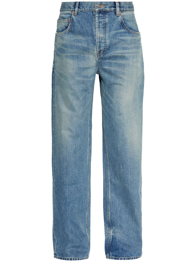 Saint Laurent Mid Straight Baggy Denim Jeans Benjamin Blue Men's - FW24 ...