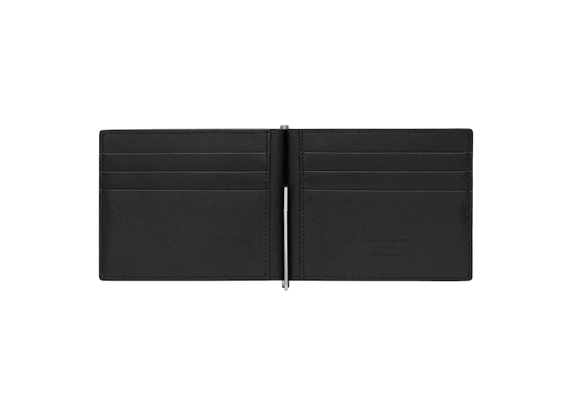 Saint Laurent Paris Bill Clip Wallet in Grain de Poudre Embossed ...