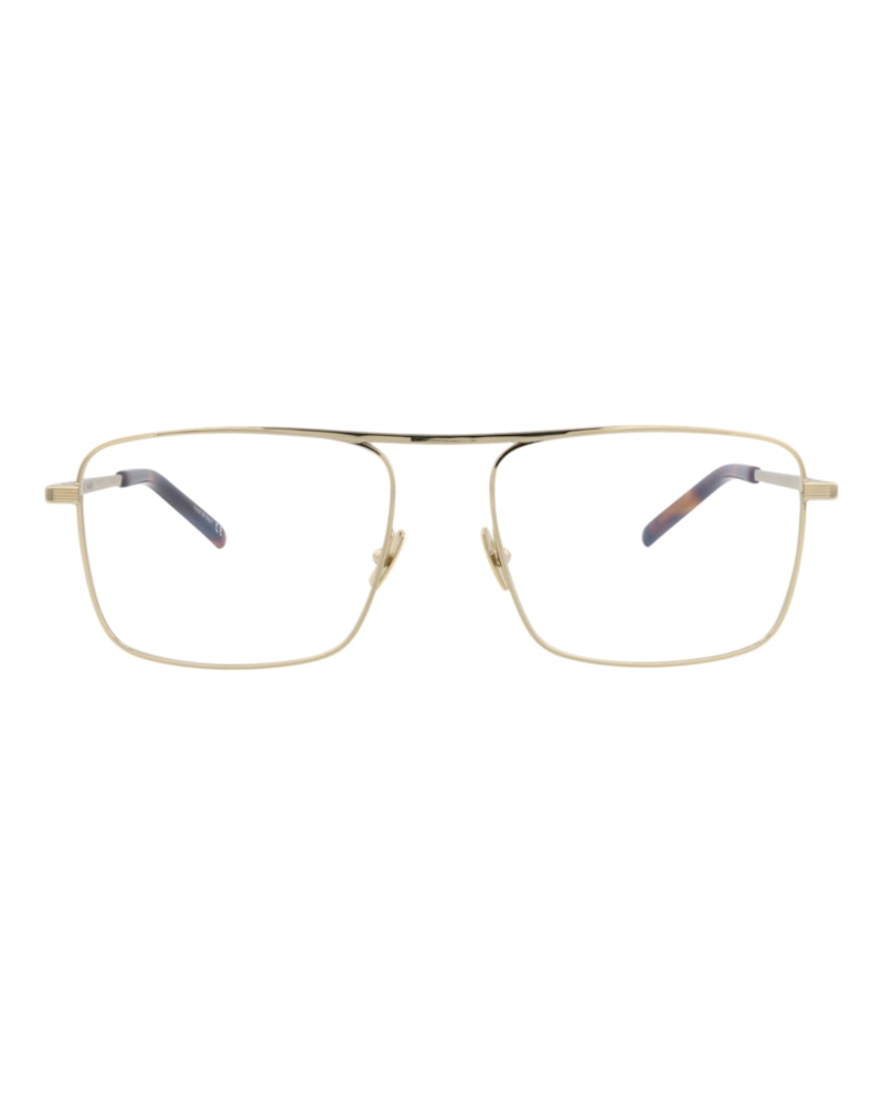 Saint Laurent Square-Frame Metal Optical Frames Gold Gold Transparent ...