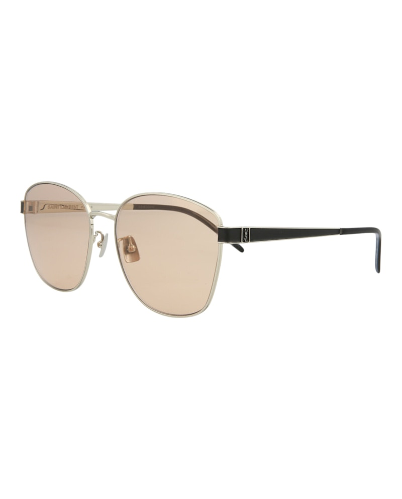 Saint Laurent Square Rectangle Sunglasses Silver/Silver/Pink (SLM67K ...