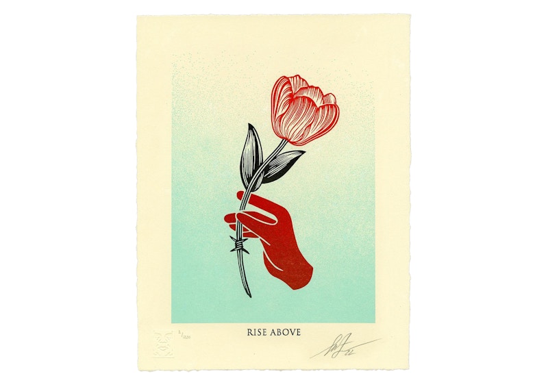 Shepard Fairey x OBEY Rise Above Barbwire Flower Print (Signed, Edition ...