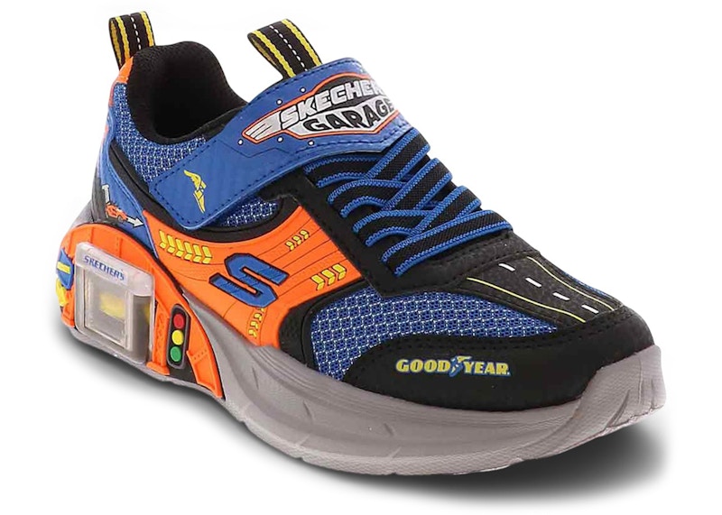 Skechers Garage Blue Orange Black (PS) - Style 402150L-BBOR - FR