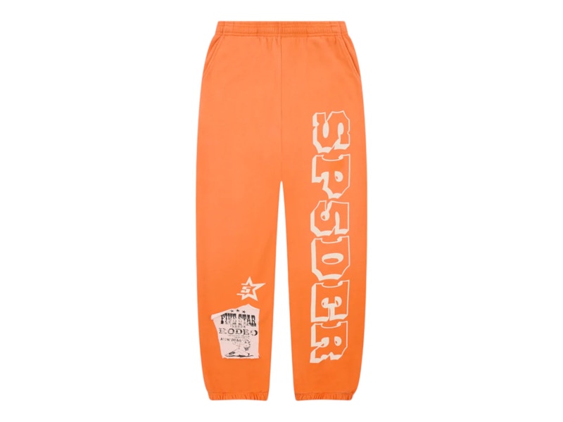 Sp5der 5Star Rodeo Sweatpant Orange Men's - FW24 - US